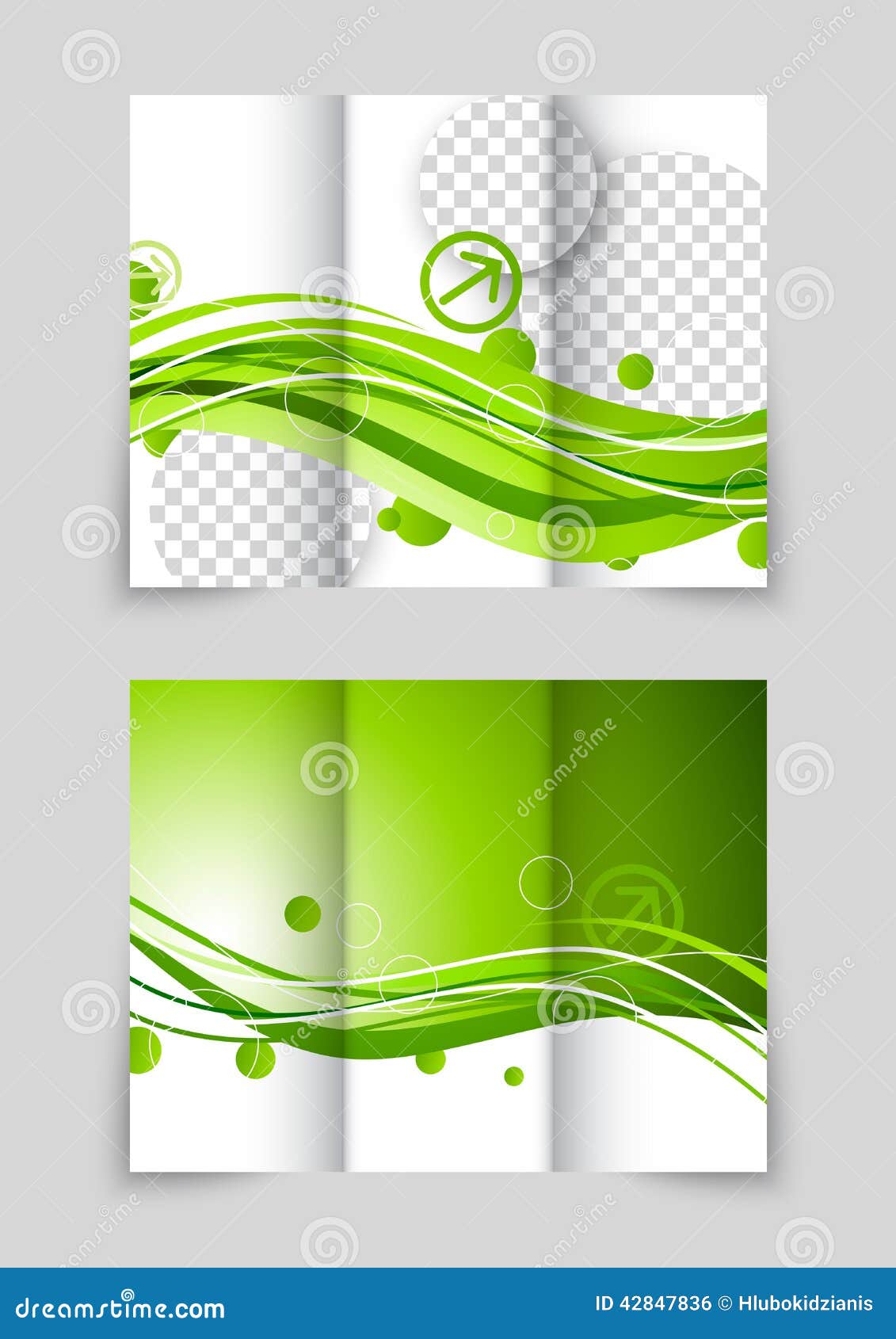 Green Wave Tri-fold Brochure Stock Vector - Illustration of elegant ...