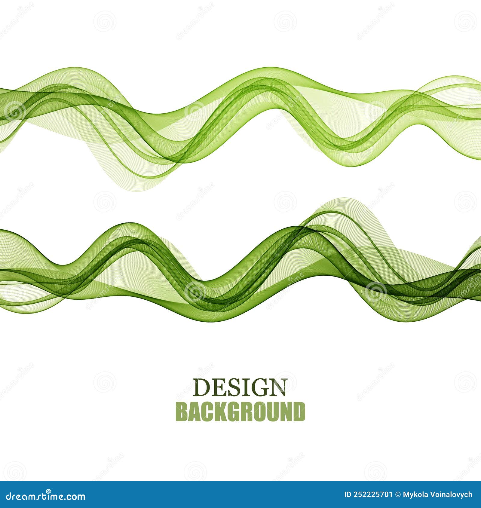 Green Waves on a White Background, Horizontal Green Lines, Smoothly ...