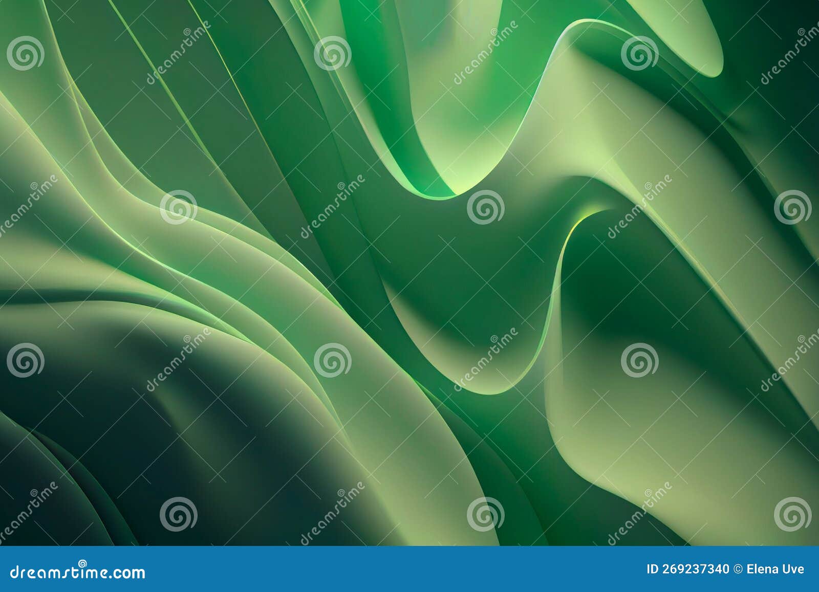 Green Wavy 3D Render Design Background. Stock Illustration ...