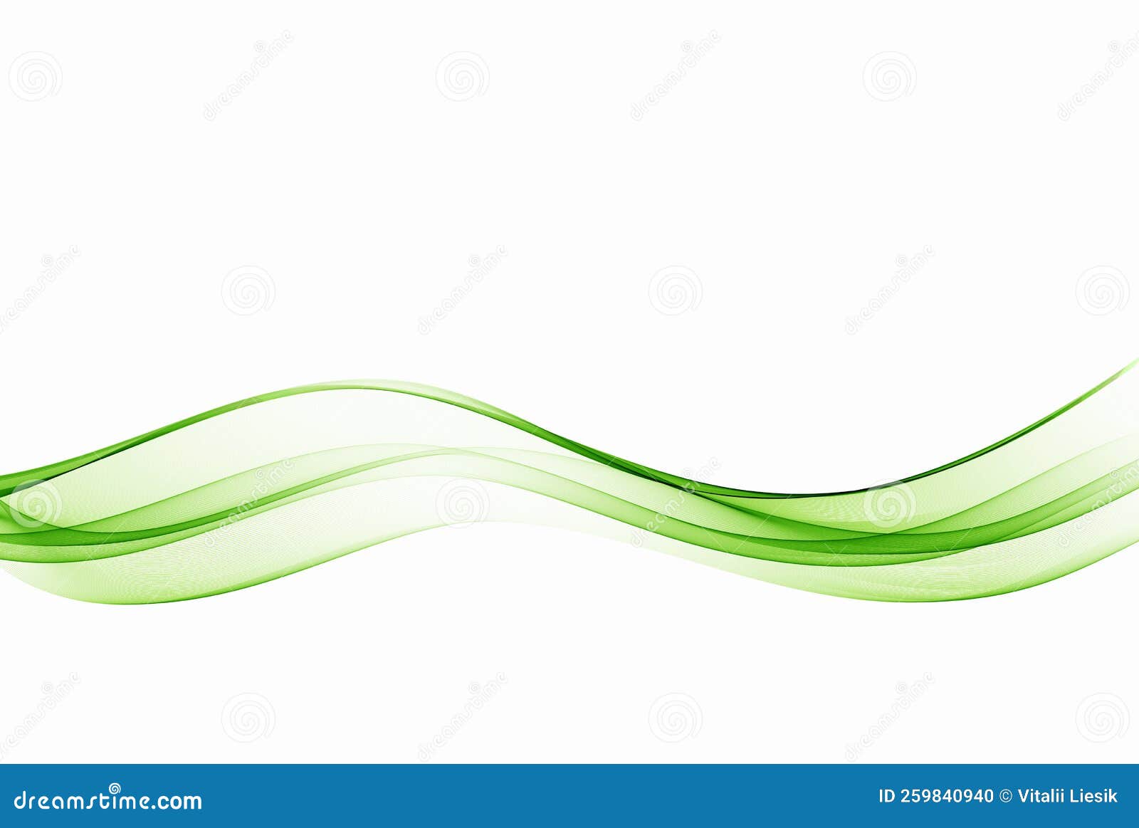 Green Wavy Lines, a Smooth Flow of a Transparent Wave. Stock ...