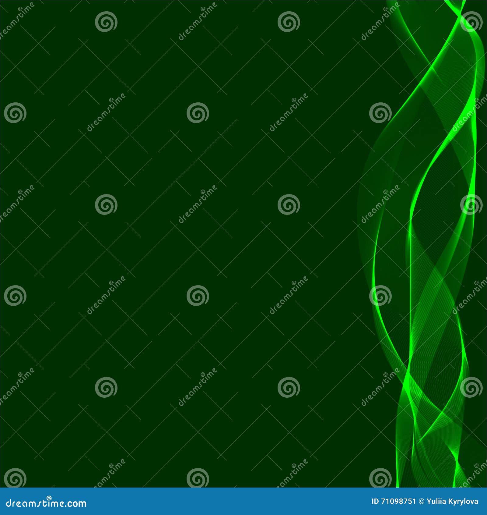 Green Wavy Ribbon on a Dark Background Stock Vector - Illustration of ...