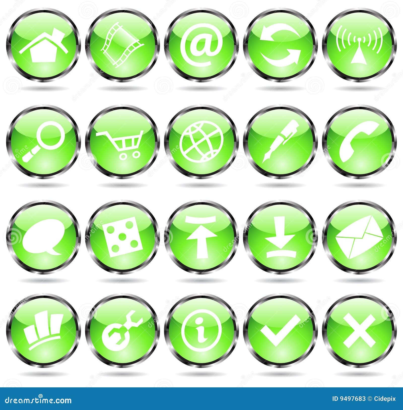 Green web icons stock vector. Illustration of graphic - 9497683