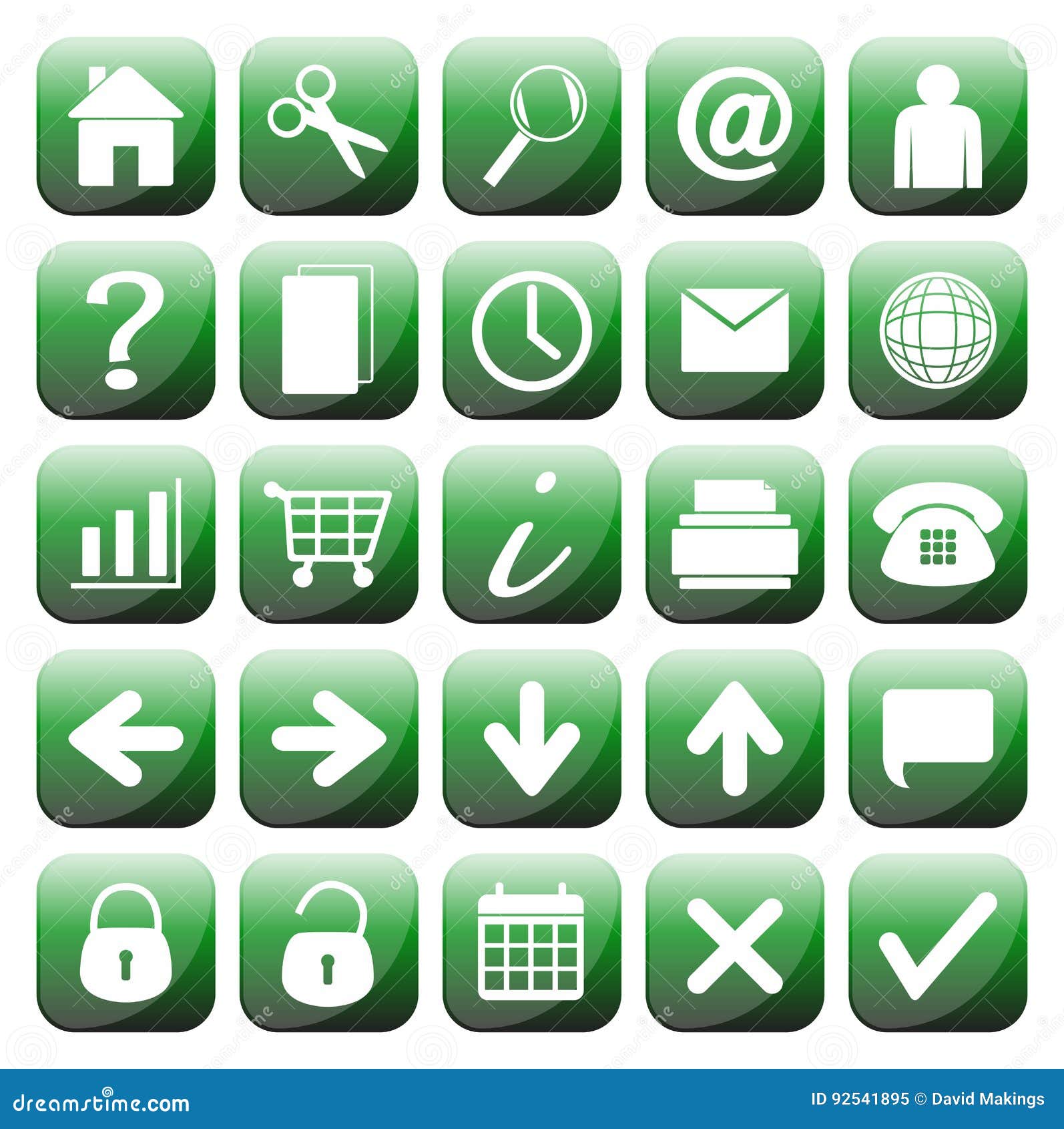 25 Green Web Icons Set stock illustration. Illustration of represent ...