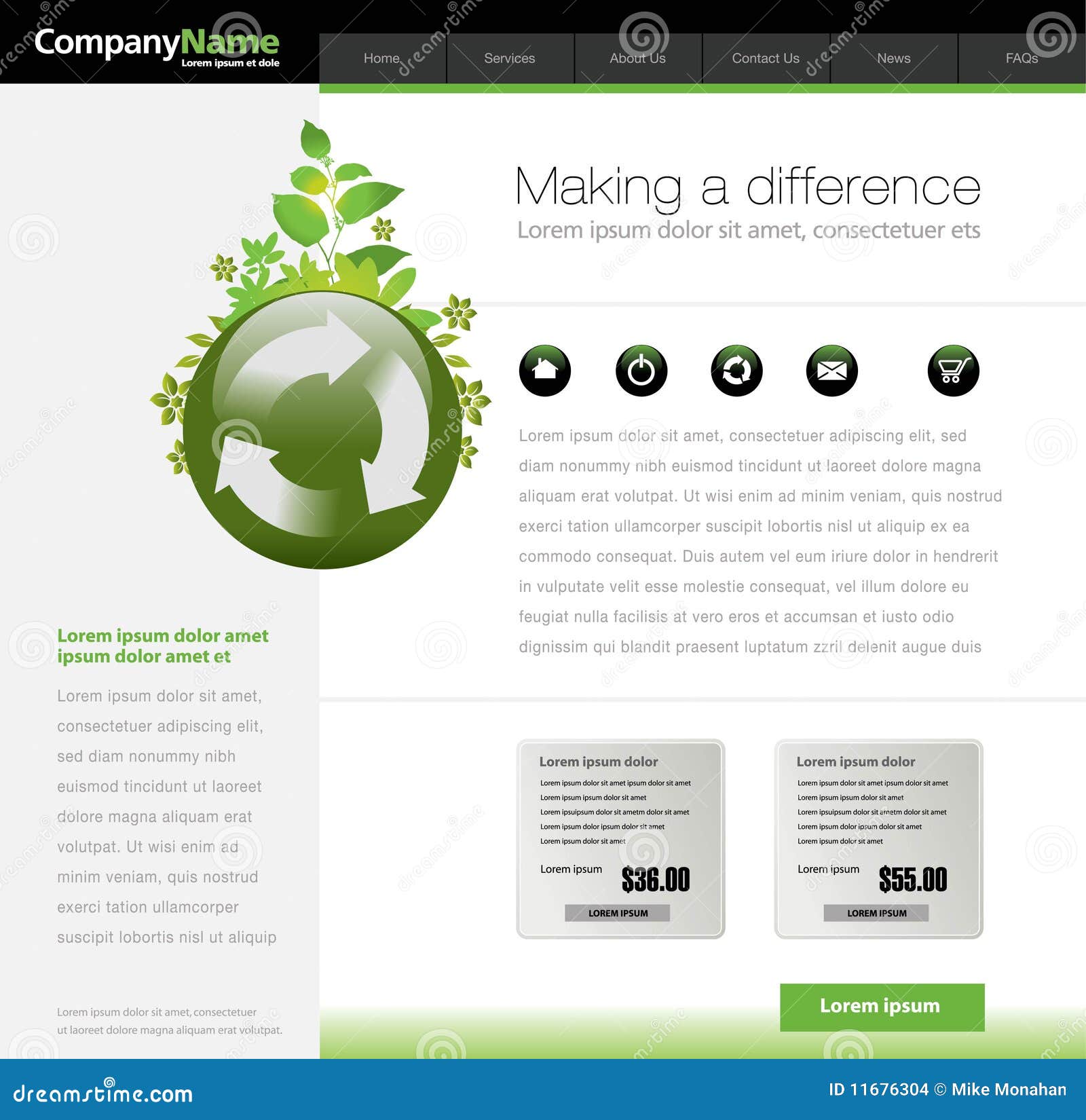 Green website template stock vector. Illustration of clean - 11676304