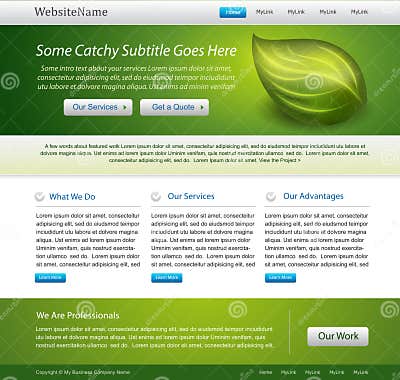 Green Website Template Design Stock Vector - Illustration of leaf ...