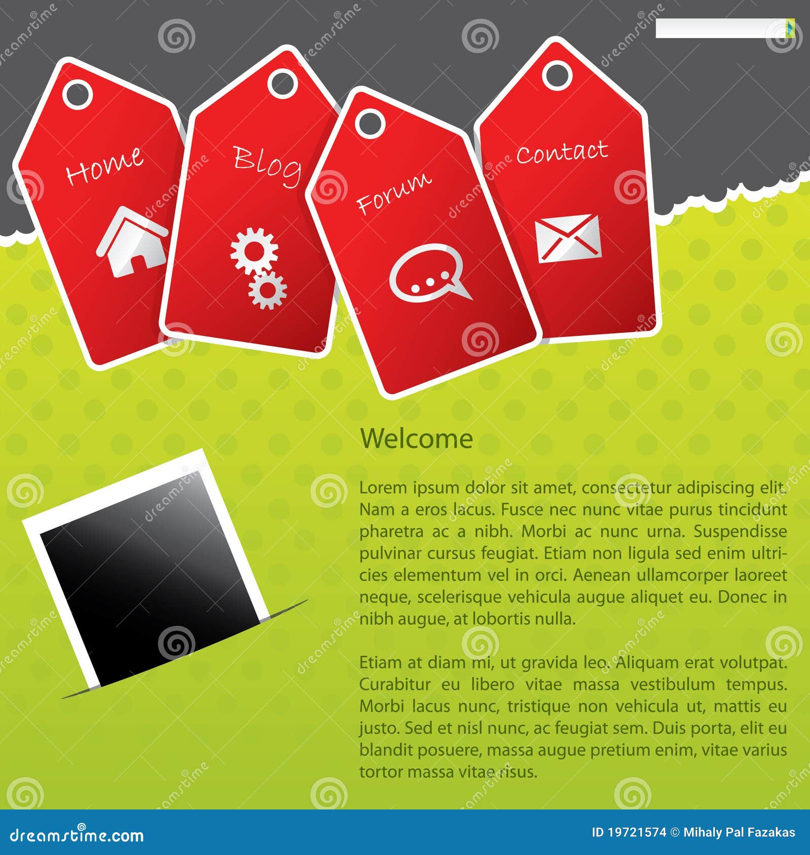 Green Website Template Design with Red Labels Stock Vector ...