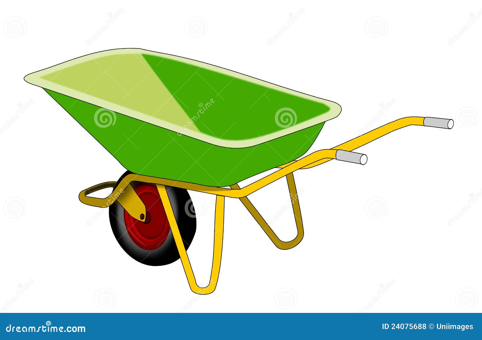 Green Wheelbarrow stock illustration. Illustration of work - 24075688