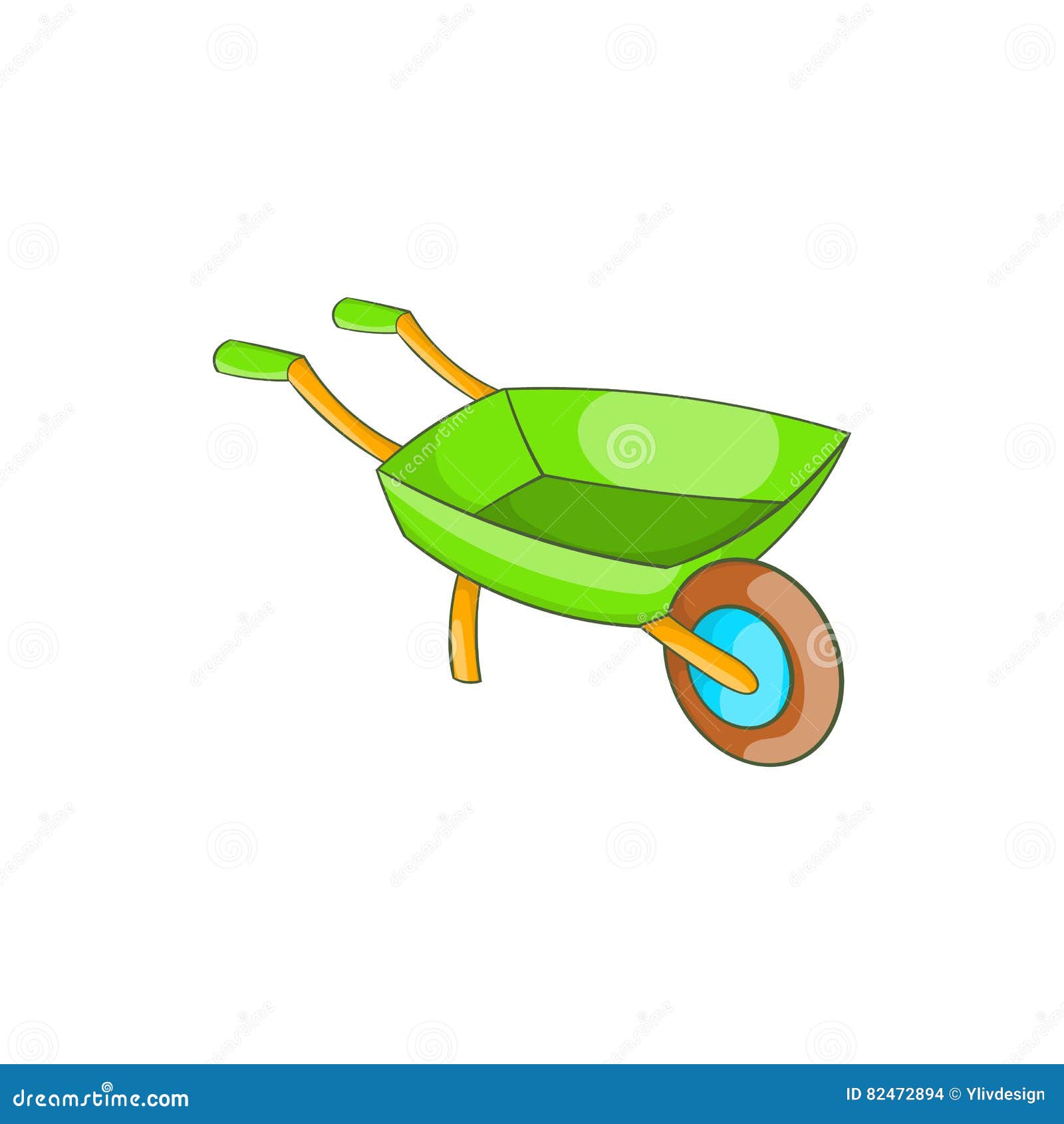 Green Wheelbarrow Icon in Cartoon Style Stock Vector - Illustration of ...