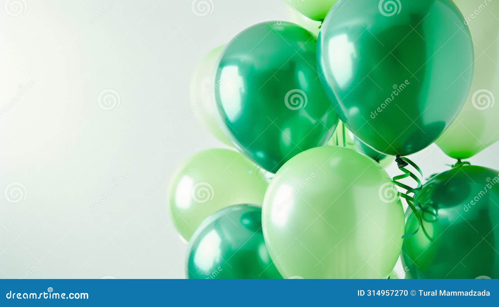 Green and White Balloons Arranged on a String Stock Photo - Image of ...