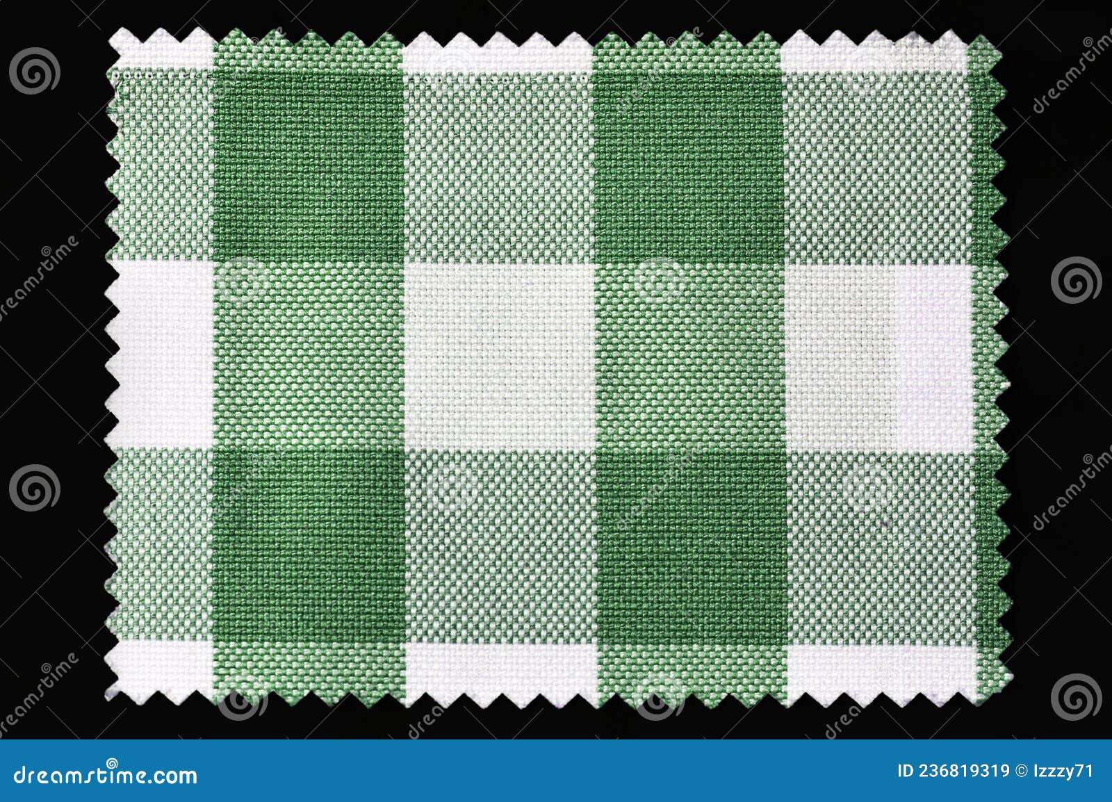 Green and White Checkered Fabric Sample Isolated on Black Background ...