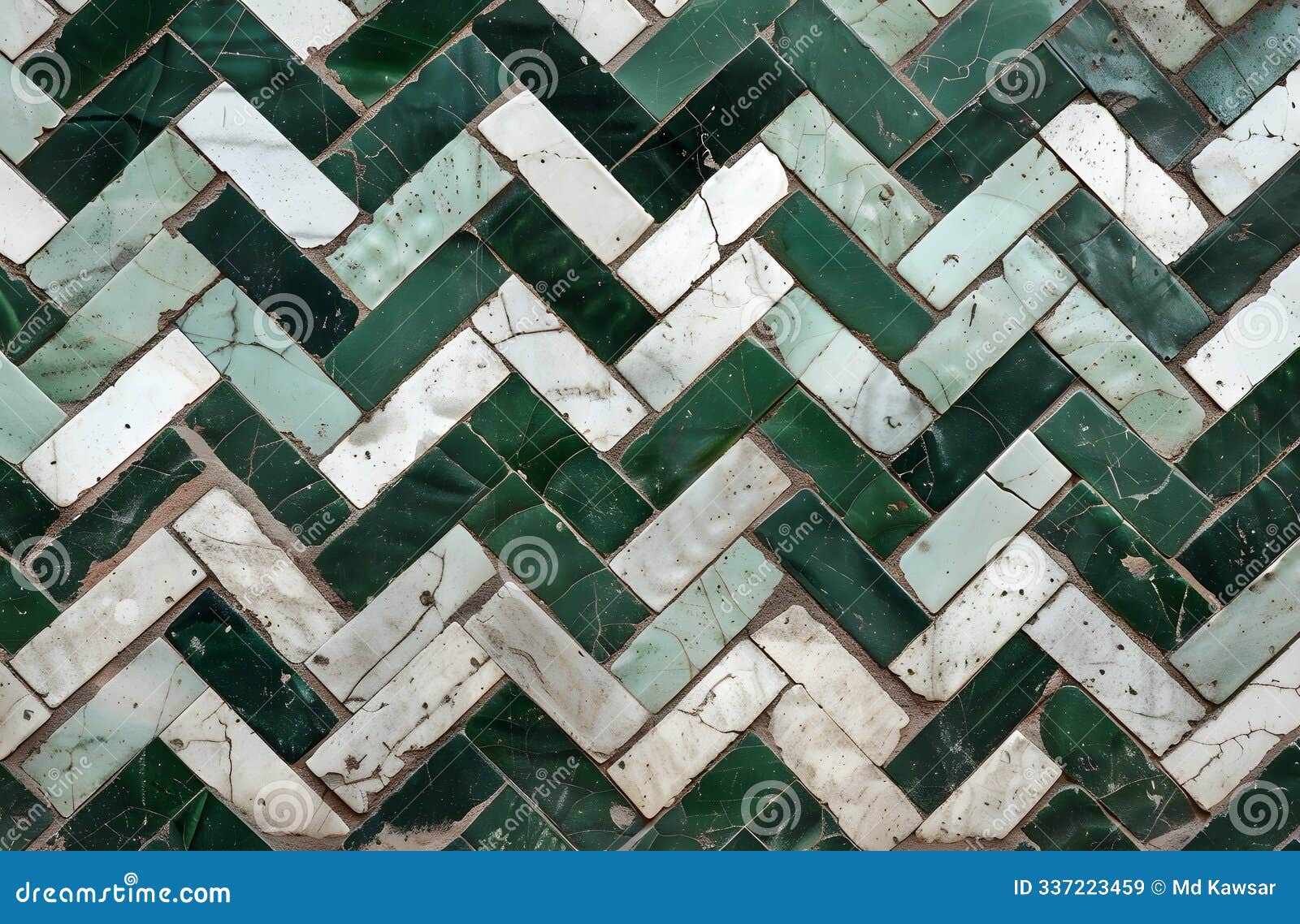 Green and White Chevron Tile Floor in Marrakech Stock Illustration ...