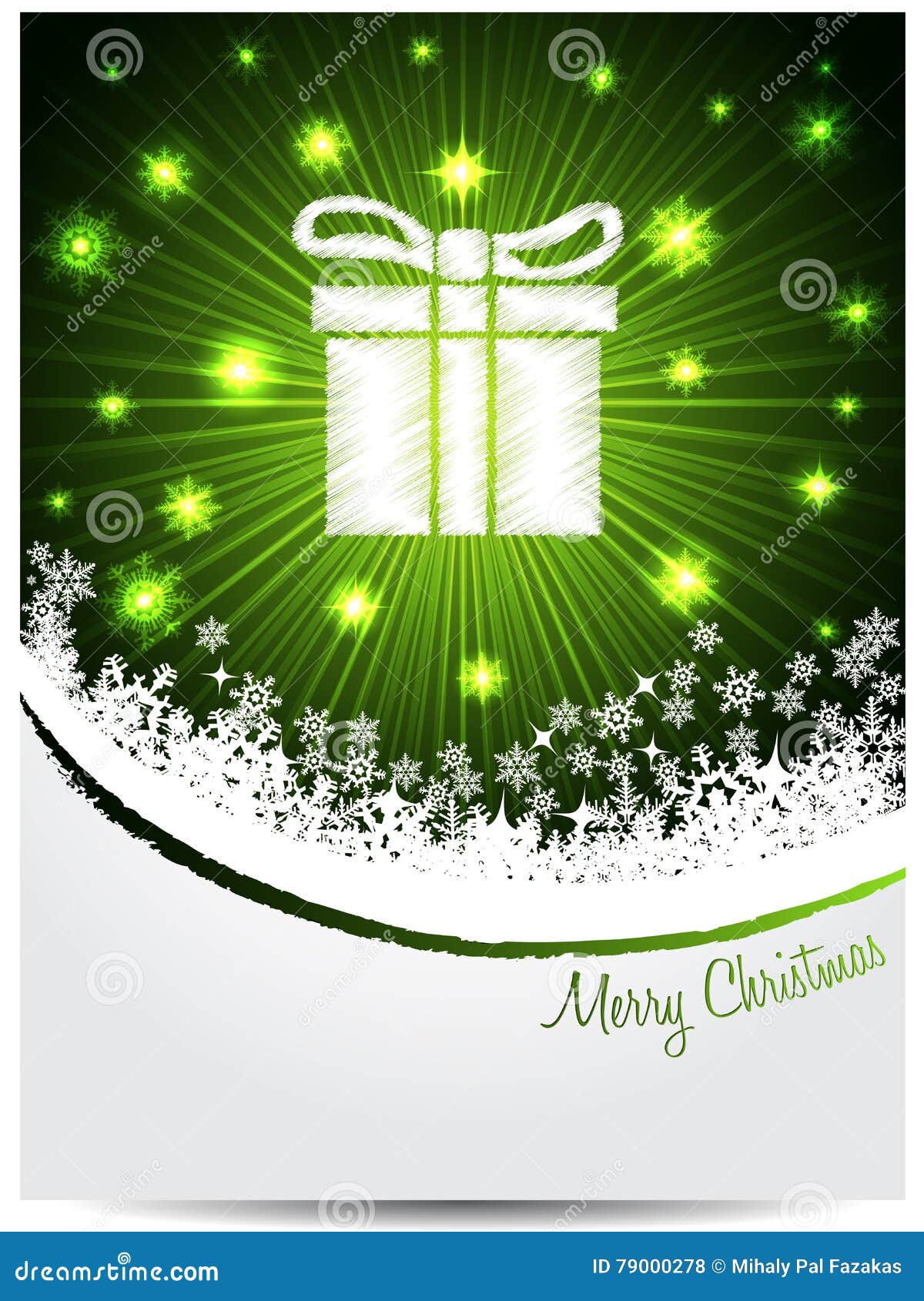 Green White Christmas Greeting with Bursting Gift Box Stock Vector ...