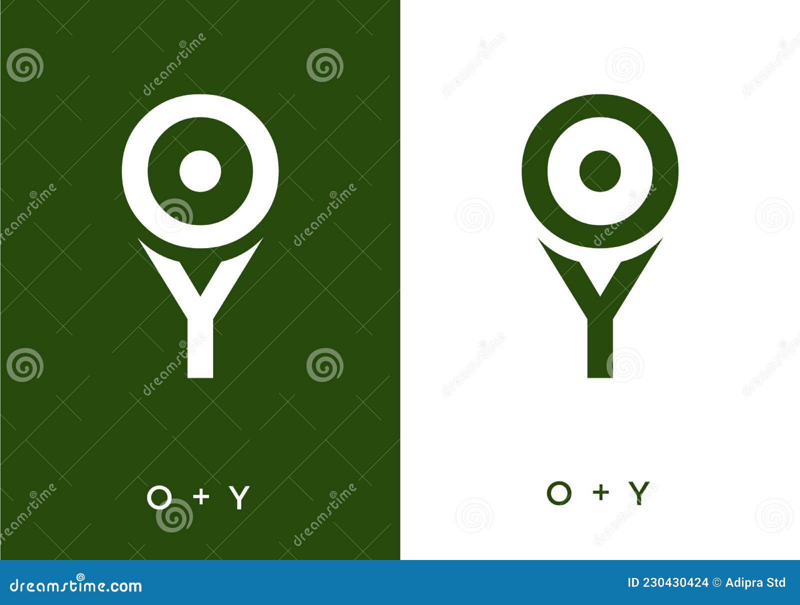 Green and White Color of OY Initial Letter Stock Vector - Illustration ...