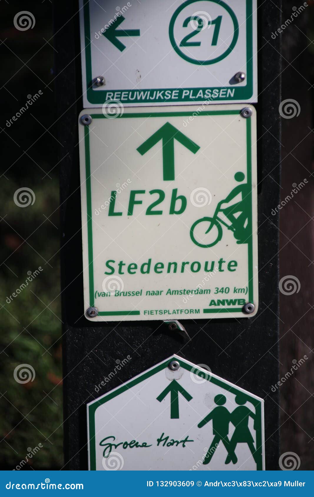 Green and White Direction Signs To the Nearest Node in the Network for ...