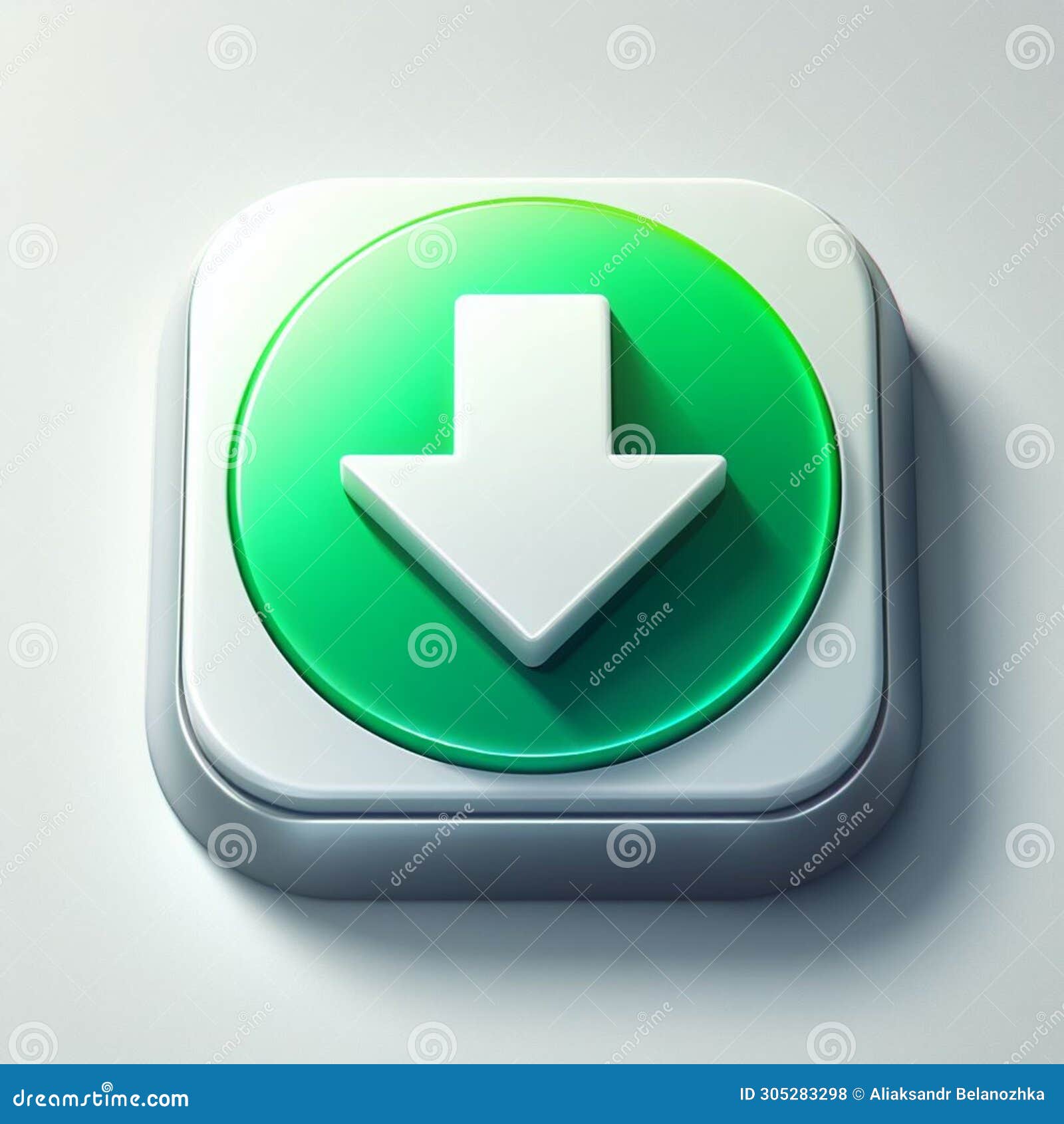 A Green and White Download Button with an Arrow Pointing Down. Stock ...