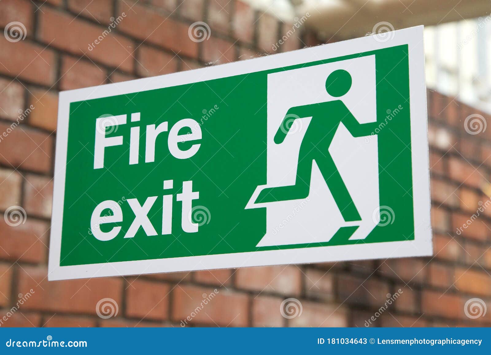 Green and White Fire Exit Sign Stock Image - Image of message, doorway ...
