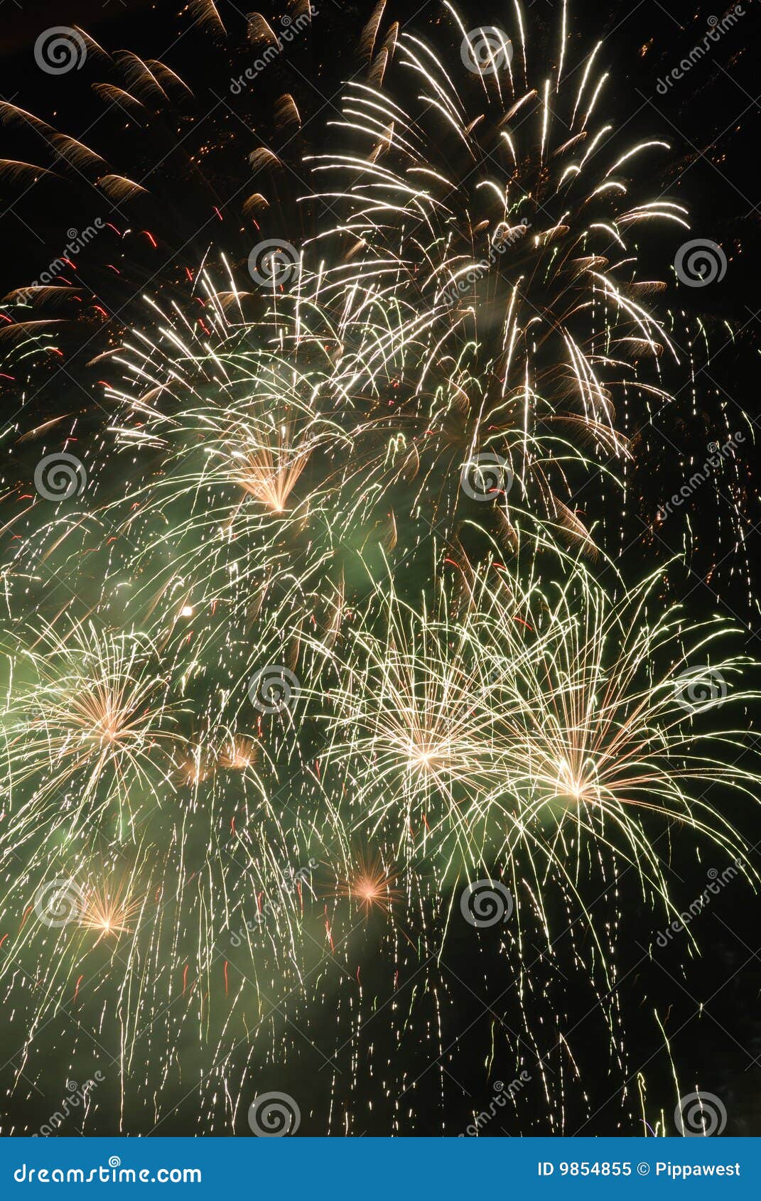 Green & White Fireworks Stock Image - Image of colors, barium: 9854855