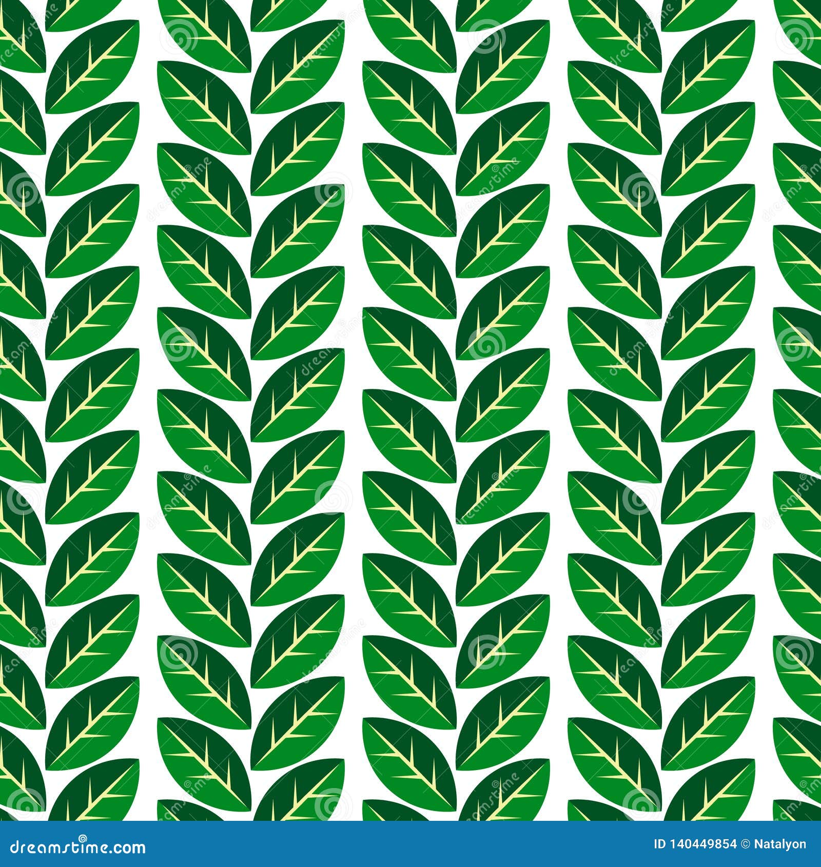 Green and White Geometric Leaves Seamless Pattern, Vector Stock Vector ...