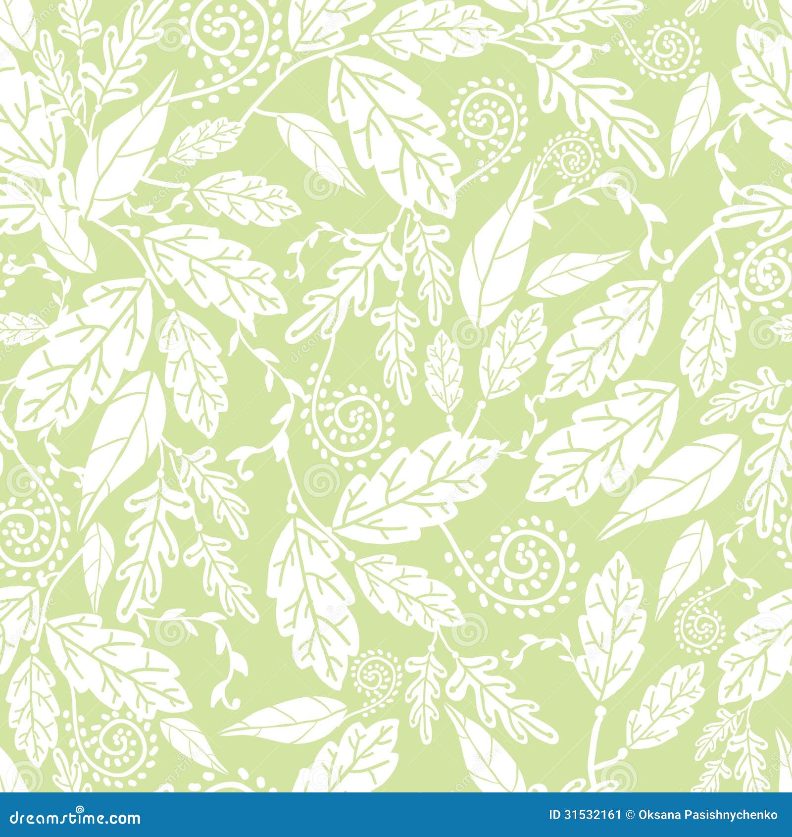 Green and White Leaves Seamless Pattern Background Stock Vector ...