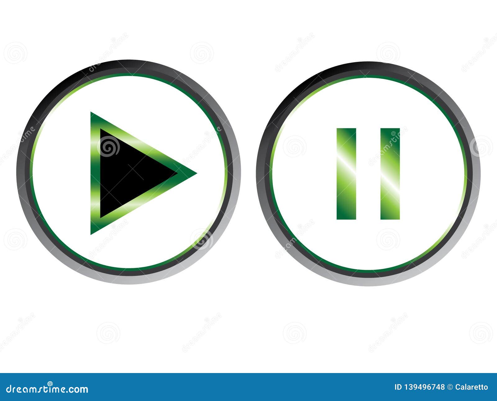 Green White Play Pause Button Icon Vector Stock Vector - Illustration ...