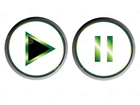 Green White Play Pause Button Icon Vector Stock Vector - Illustration ...