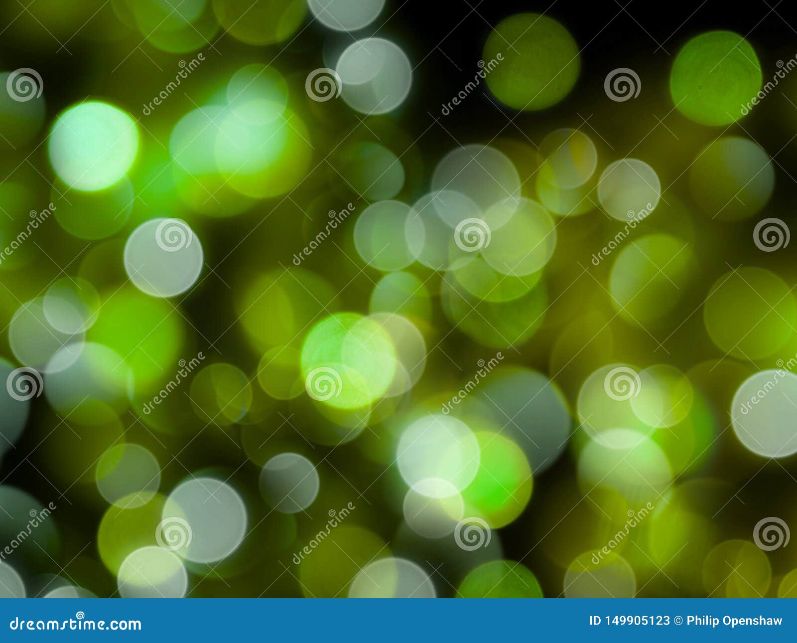 Green and White Round Glowing Bright Light Abstract Lights on a Black ...
