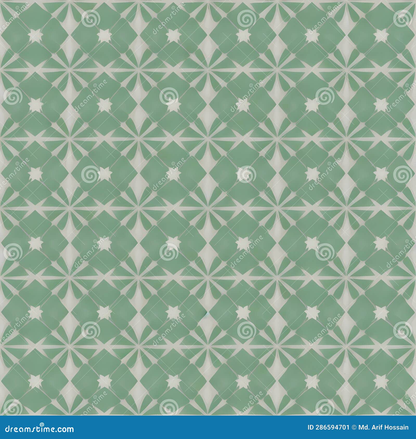 Green and White Star Tile Pattern Image Generated by Ai Stock ...
