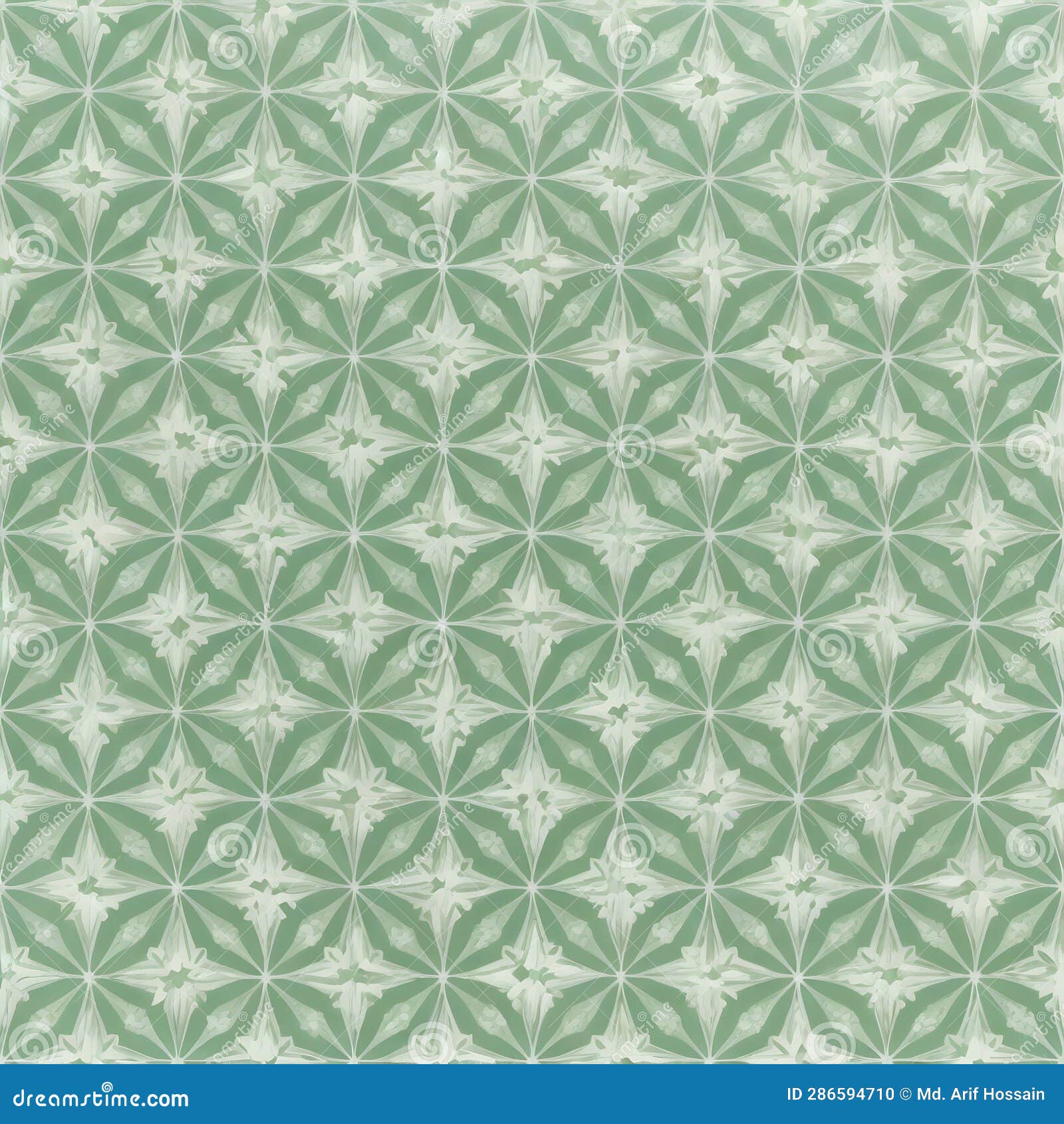 Green and White Star Tile Pattern Image Generated by Ai Stock ...