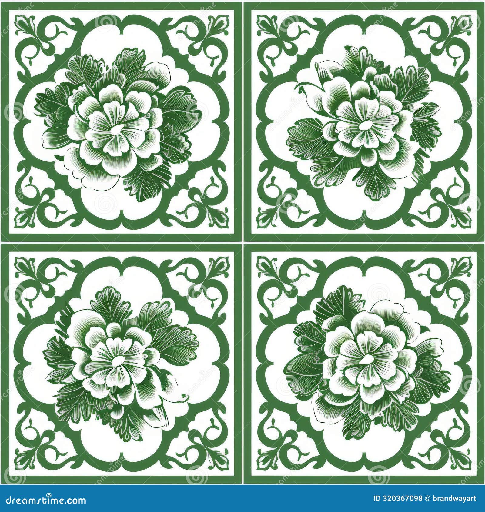 Green and White Tile Designs Set Stock Illustration - Illustration of ...