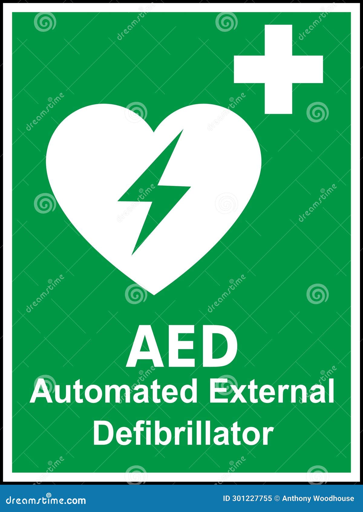 Green and White Vector Graphic of a CPR AED Indicating a Defibrillator ...