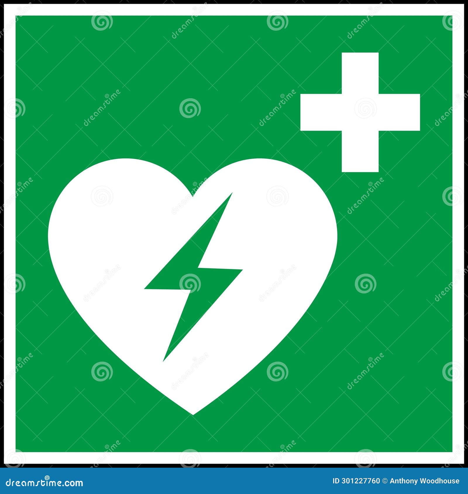 Green and White Vector Graphic of a CPR AED Indicating a Defibrillator ...