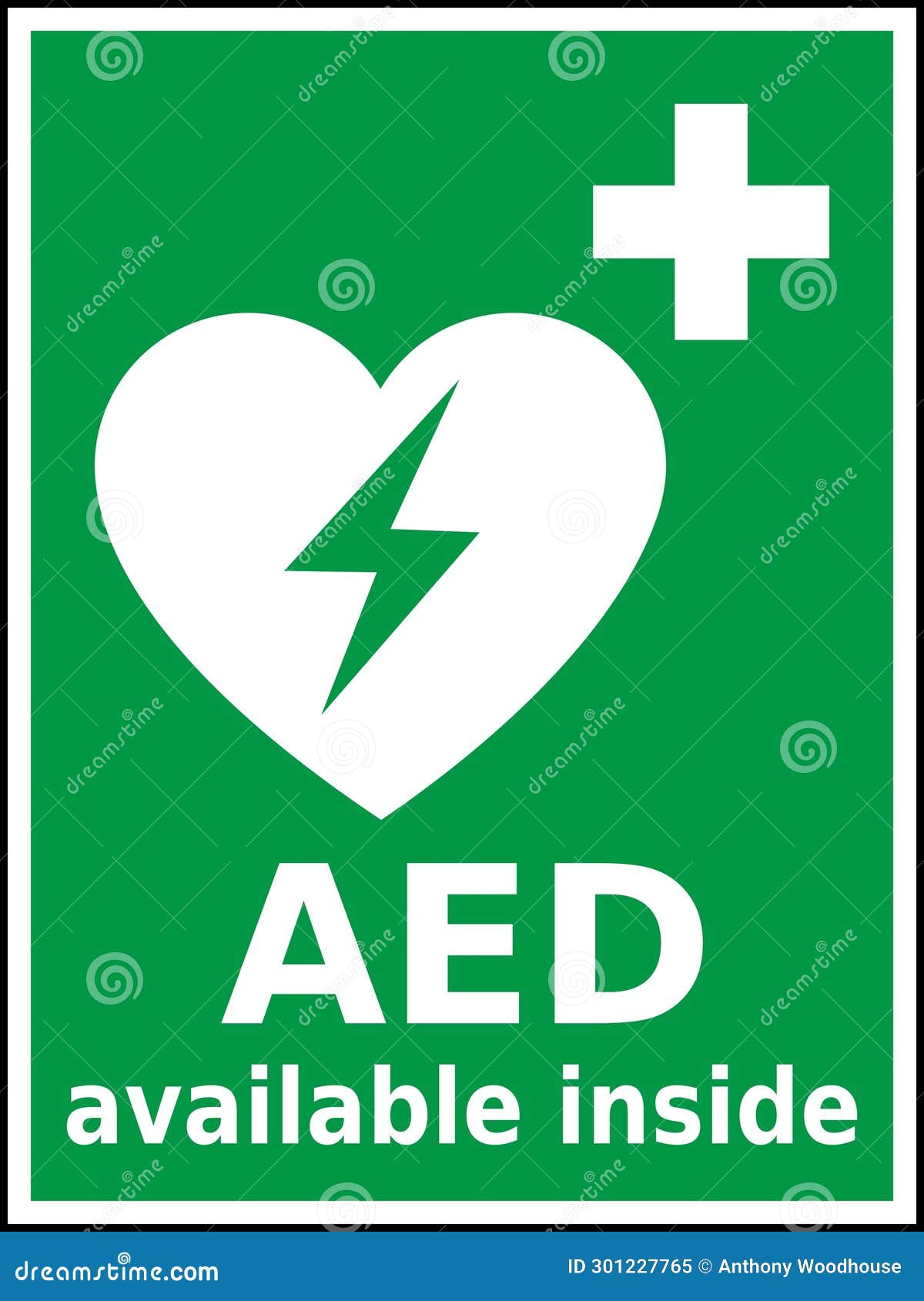 Green and White Vector Graphic of a CPR AED Indicating a Defibrillator ...