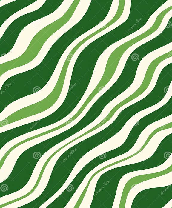 Green and White Wavy Lines Pattern Stock Illustration - Illustration of ...