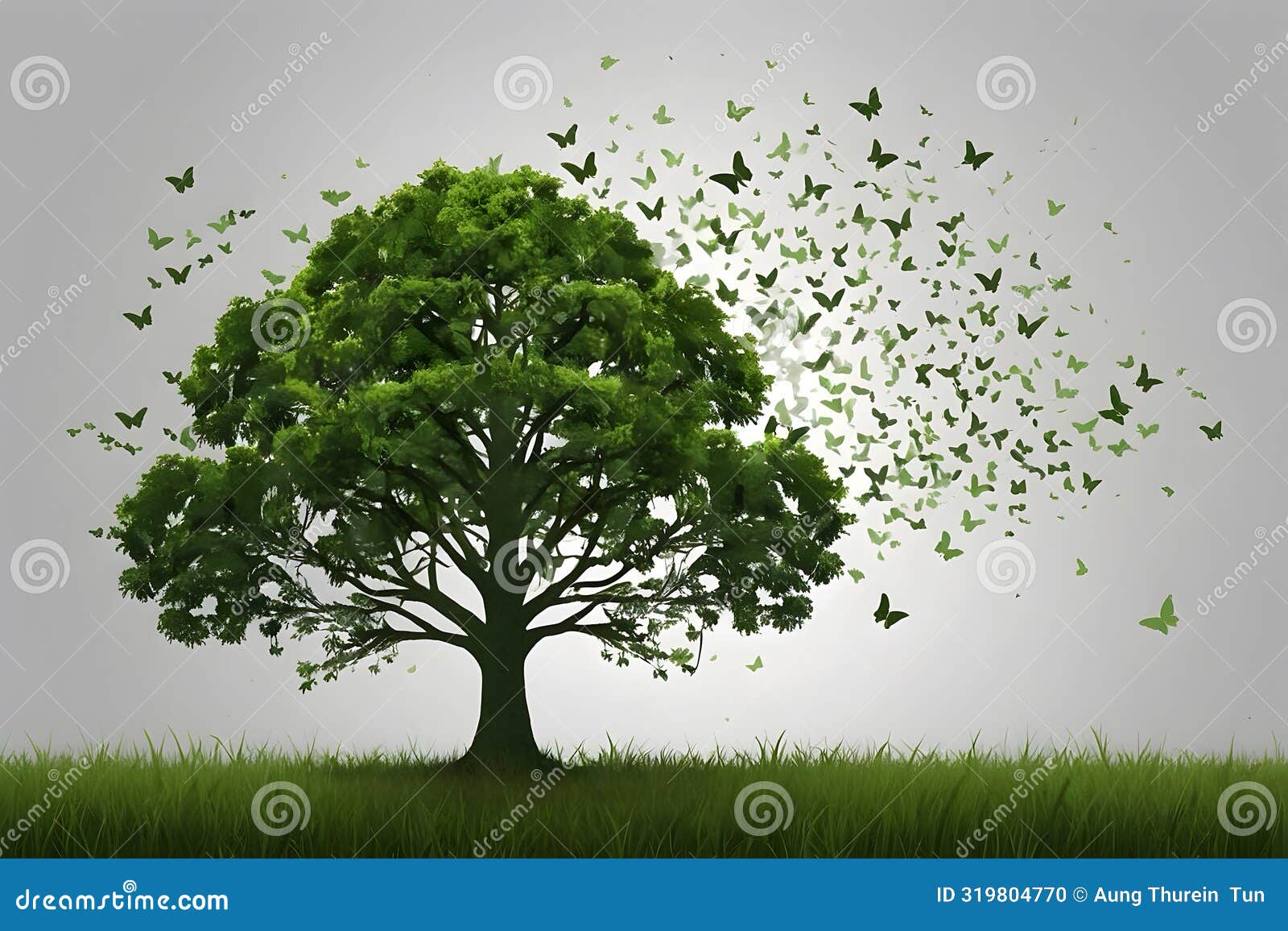 A Green Wide Tree with an Isolated Background Stock Photo - Image of ...