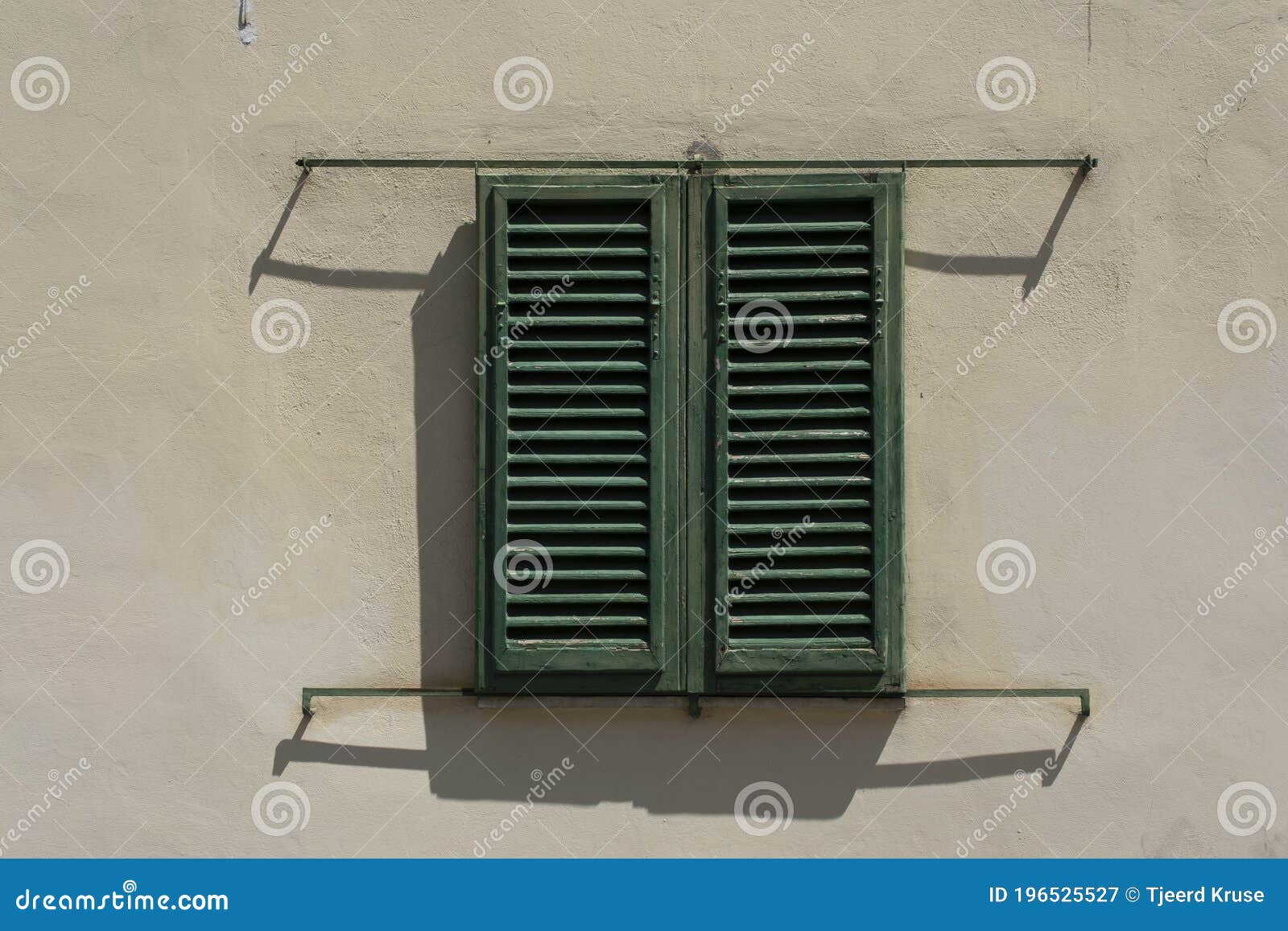 Green Window Shutters and Grunge Wall Background Stock Image - Image of ...