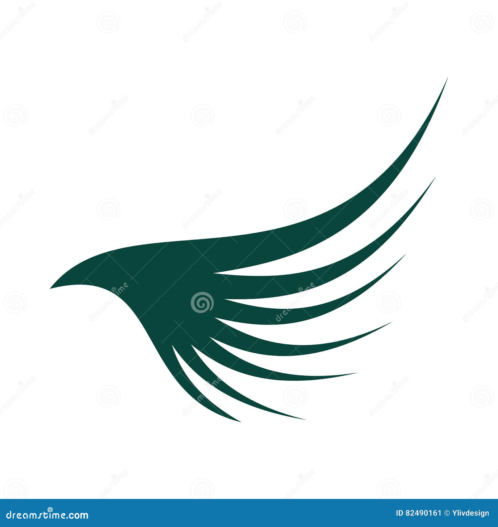 Green Wing Icon, Flat Style Stock Vector - Illustration of ornate ...