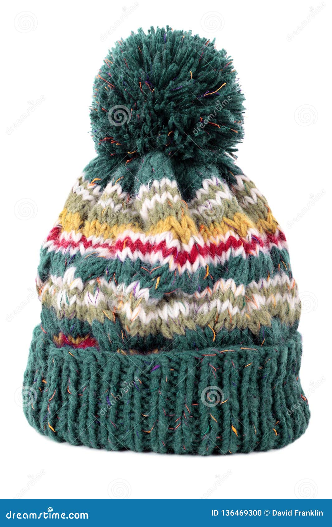 Green Winter Ski Bobble Hat Isolated White Background Vertical Stock ...