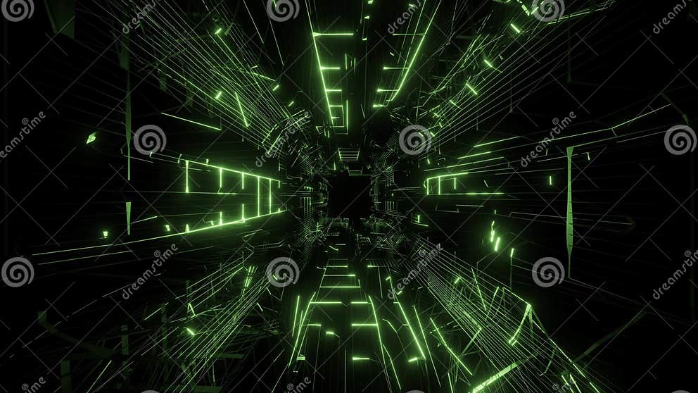 Green Wireframe Design with Nice Reflection 3d Rendering Background ...