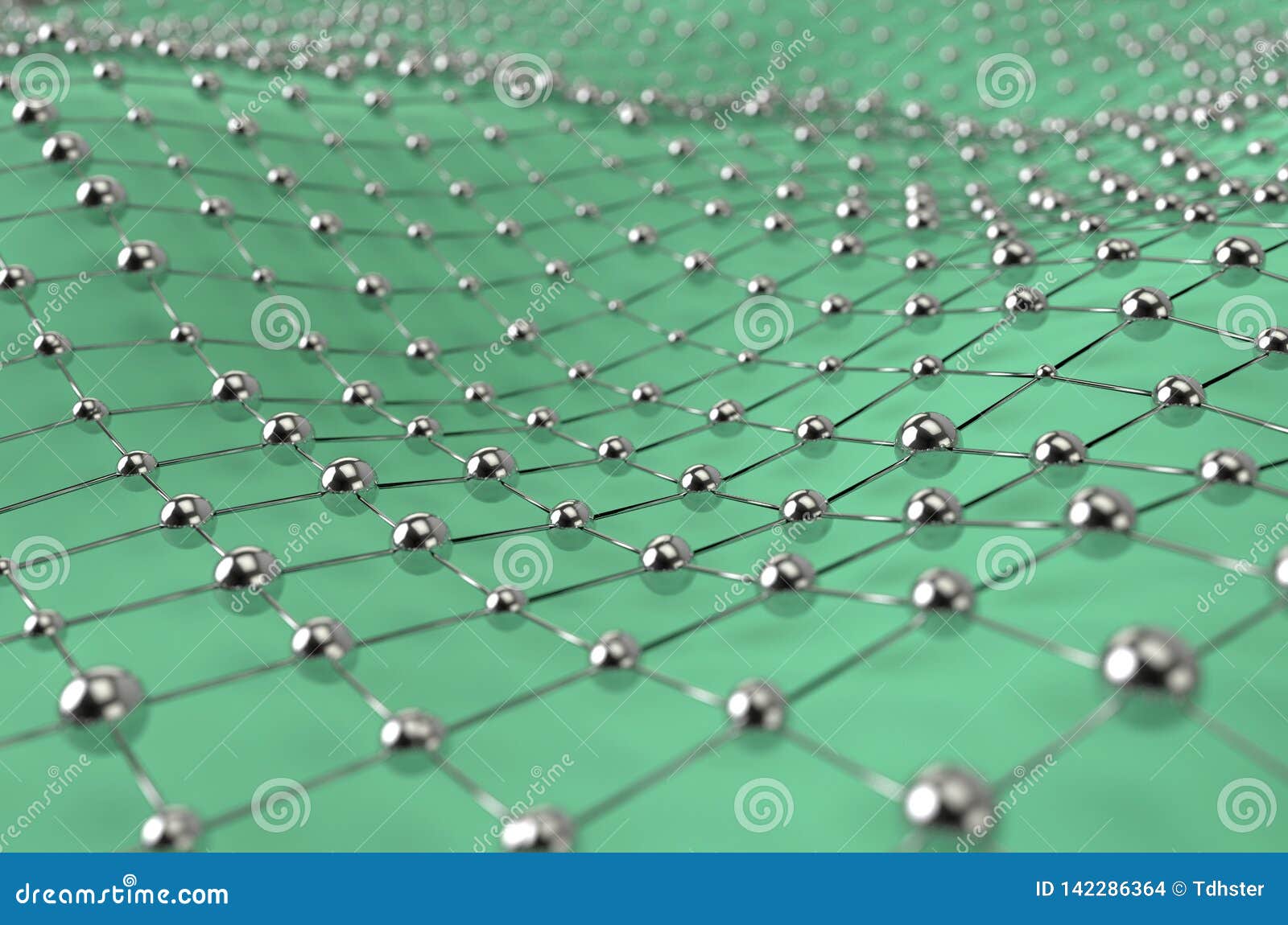 Green Wireframe Metallic Blue Mesh with Ball Wave Landscape Abstract ...