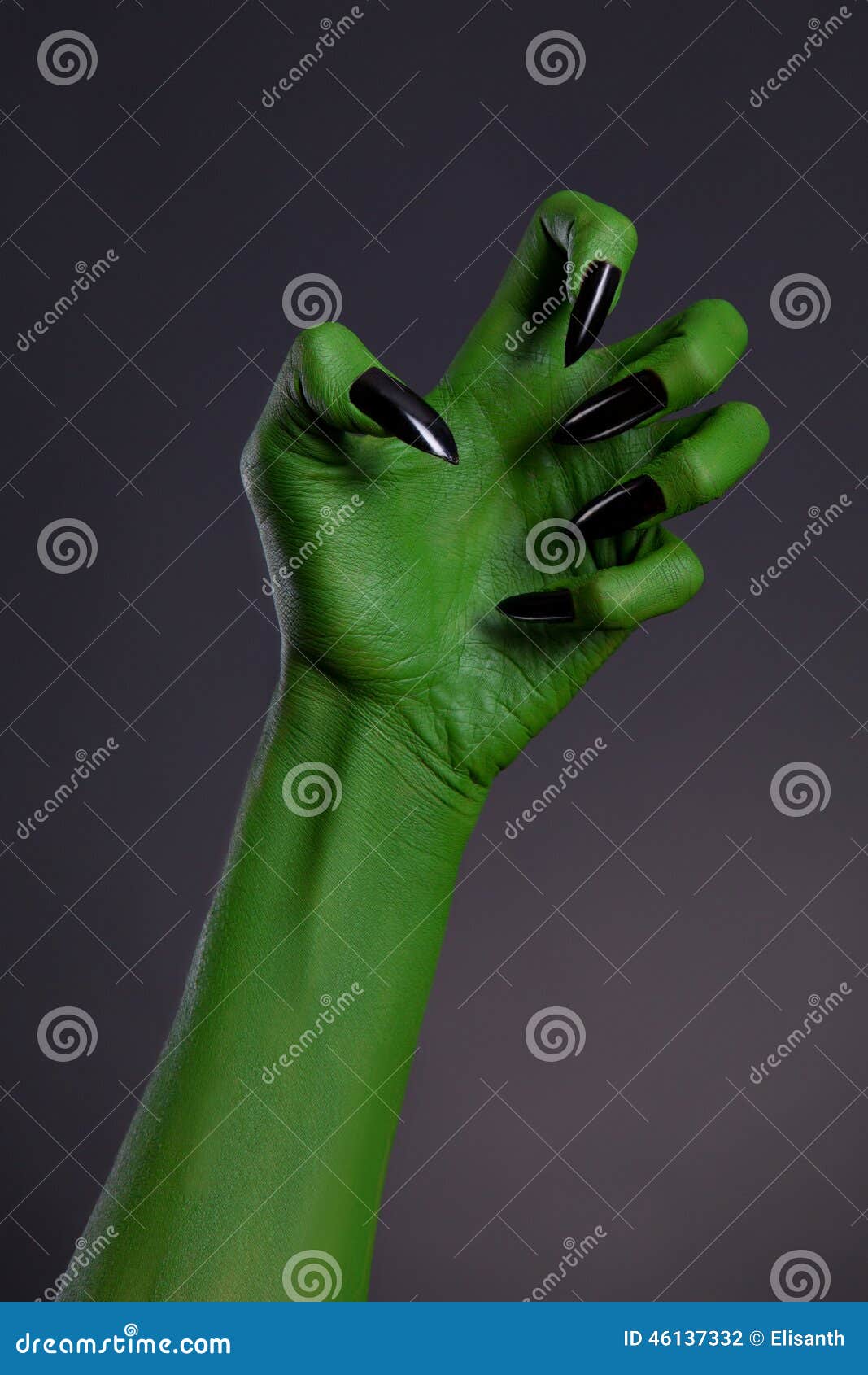 Green Witch Hand with Sharp Black Nails, Real Body-art Stock Photo ...