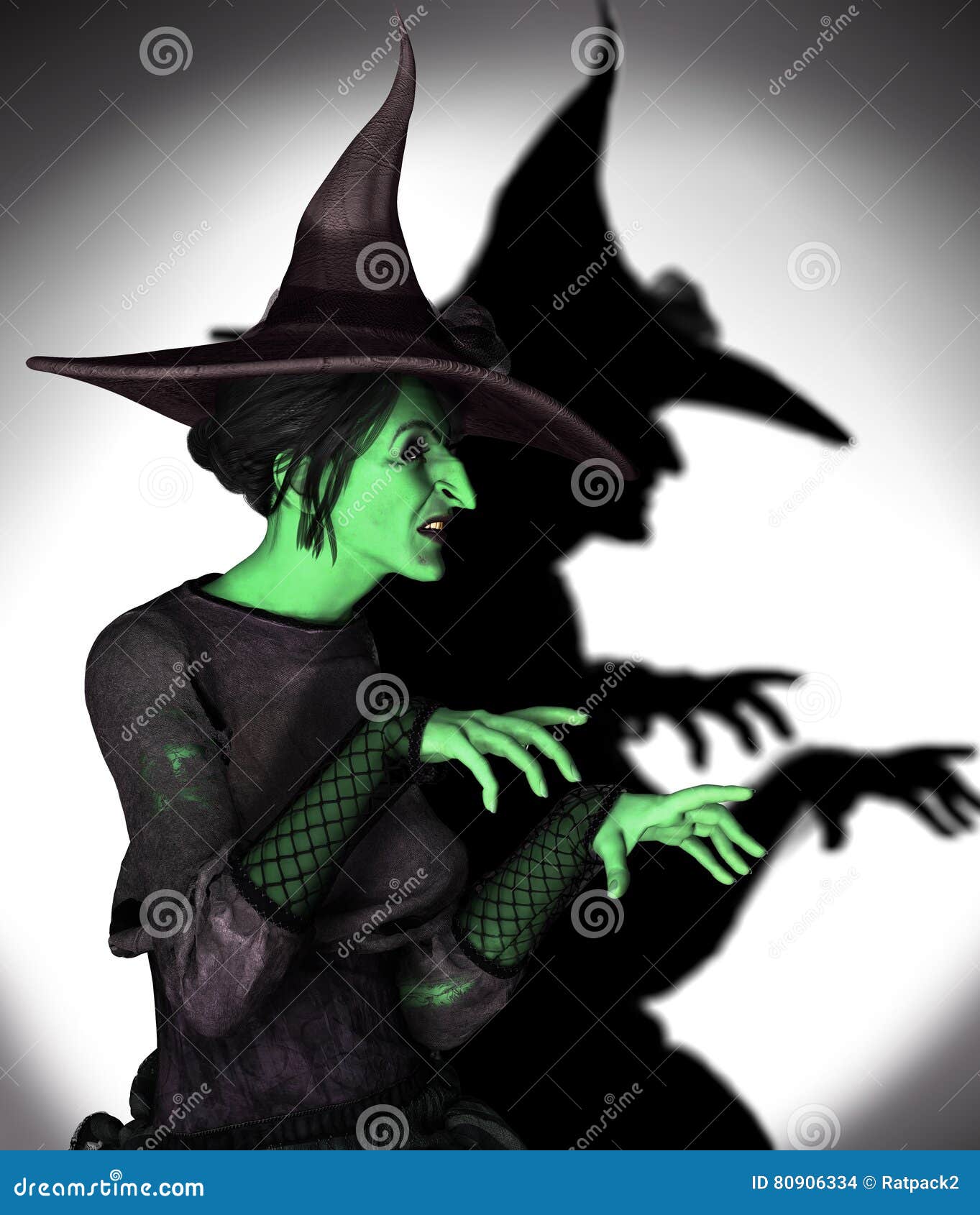 Green Witch Working Magic stock illustration. Illustration of magician ...