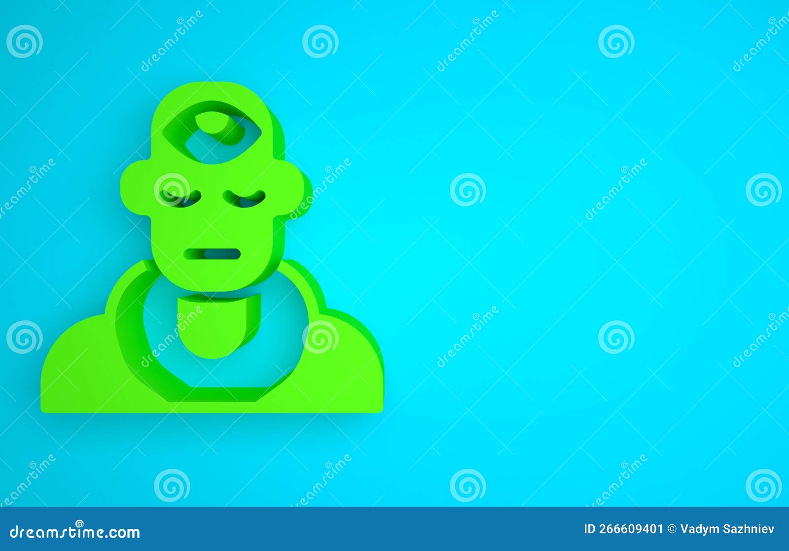 Green Wizard Warlock Icon Isolated on Blue Background. Minimalism ...