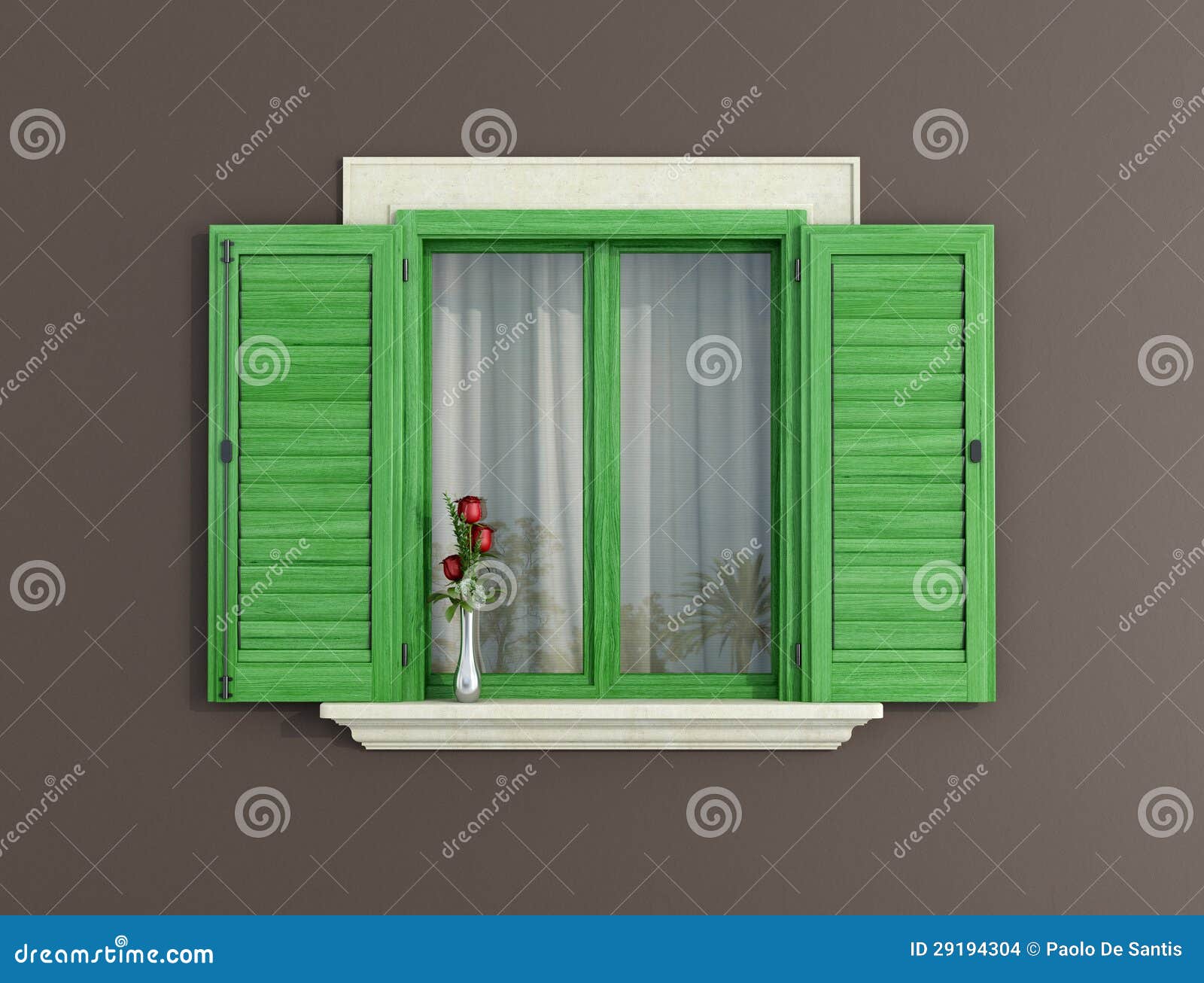 Green wooden window stock illustration. Illustration of backdrop - 29194304