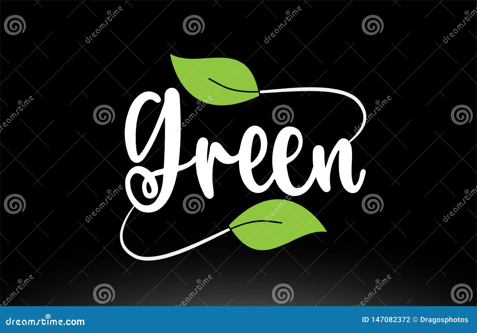 Green Word Text with Green Leaf Logo Icon Design Stock Illustration ...