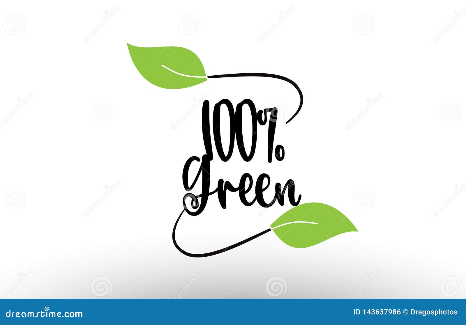 100 Green Word Text with Green Leaf Logo Icon Design Stock Vector ...