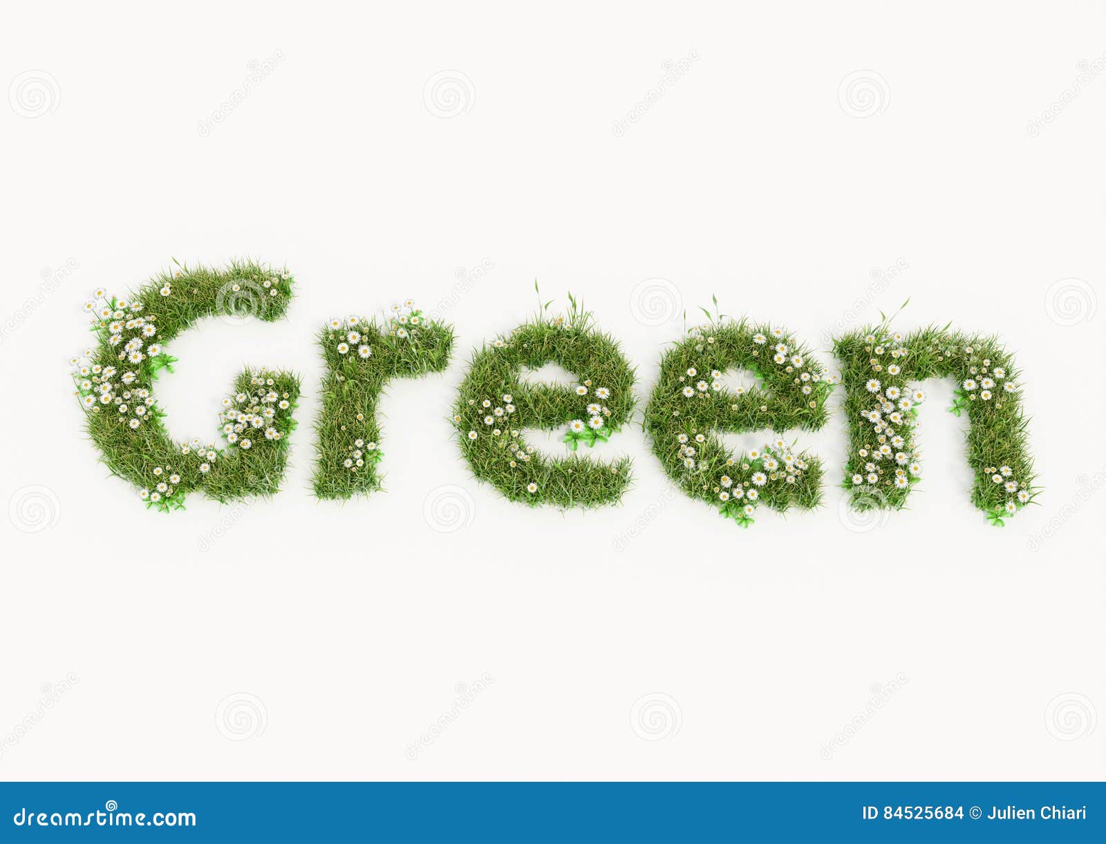 Green Word Typed by Flowers and Grass Stock Illustration - Illustration ...