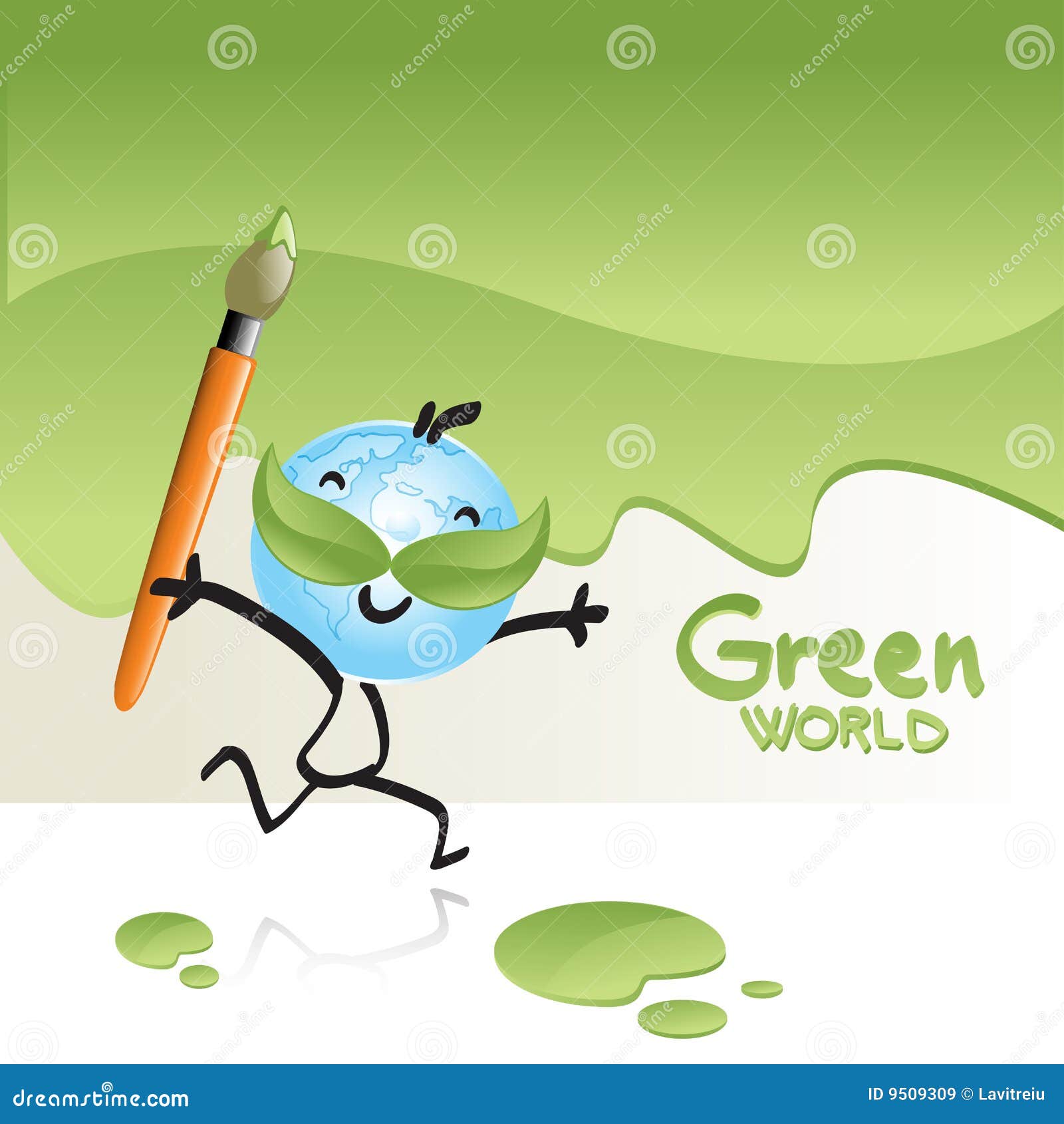 Green world stock vector. Illustration of laugh, draw - 9509309