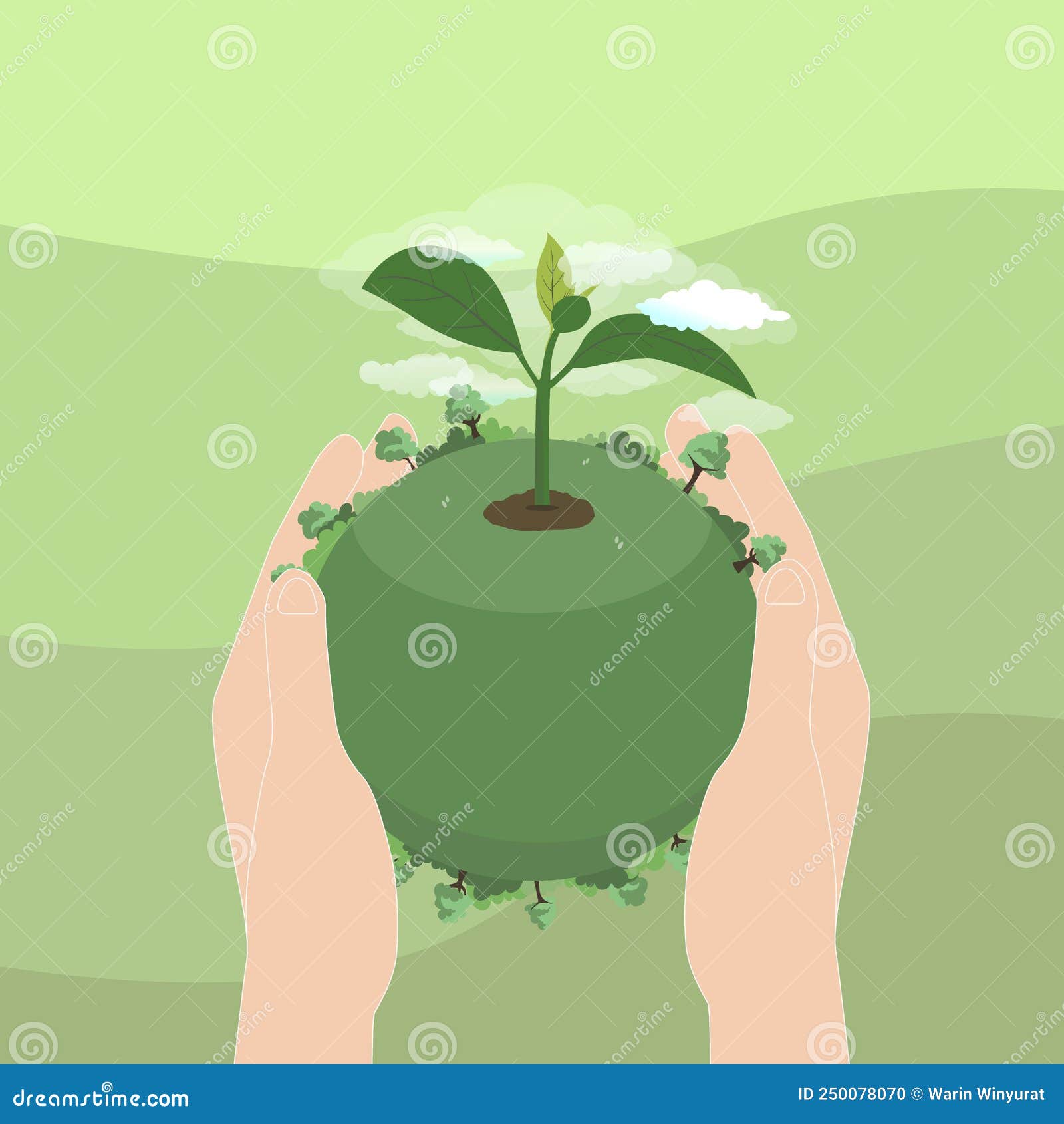 Green World Environment Day Planting with Our Hands Stock Vector ...