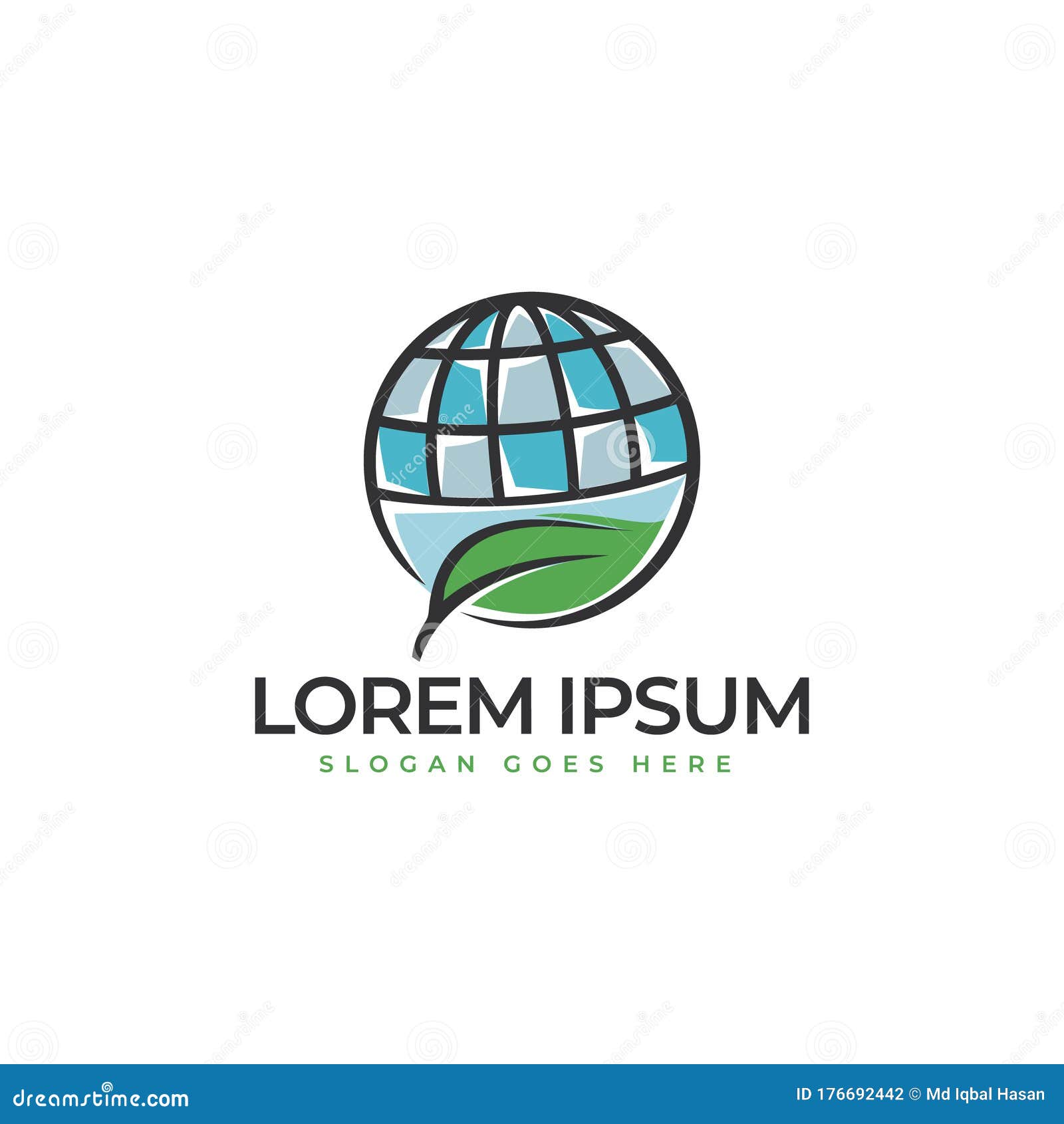 Green World Logo Design Template Vector Eps Stock Vector - Illustration ...