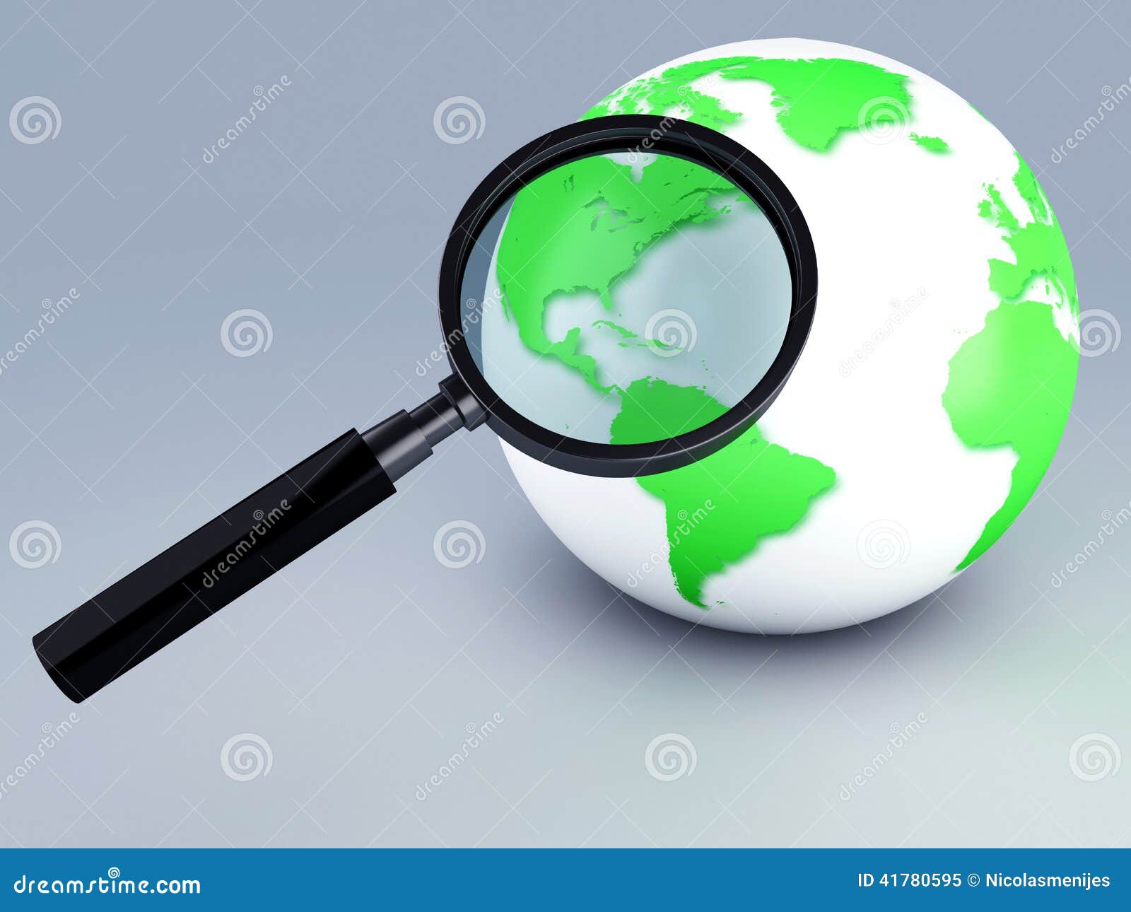 Green World and a Magnifying Glass 3d Stock Illustration - Illustration ...